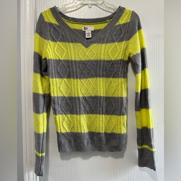 SO | Sweaters | So Womens Grey And Yellow Striped Sweater Size Small ...